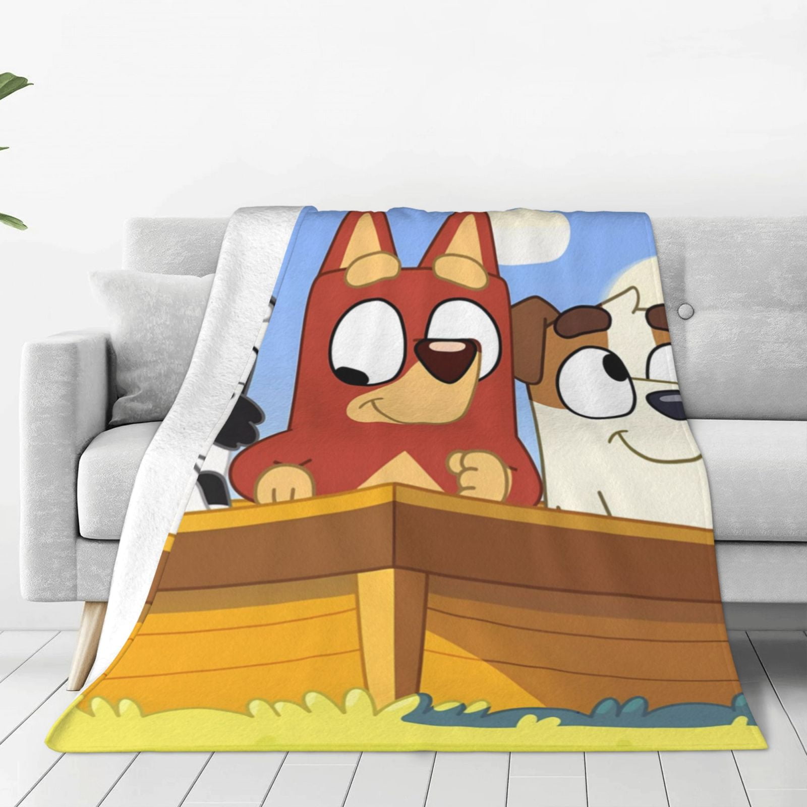 Defioc Bluey Print Throw Blanket for Couch,Fleece Throw Blanket for ...