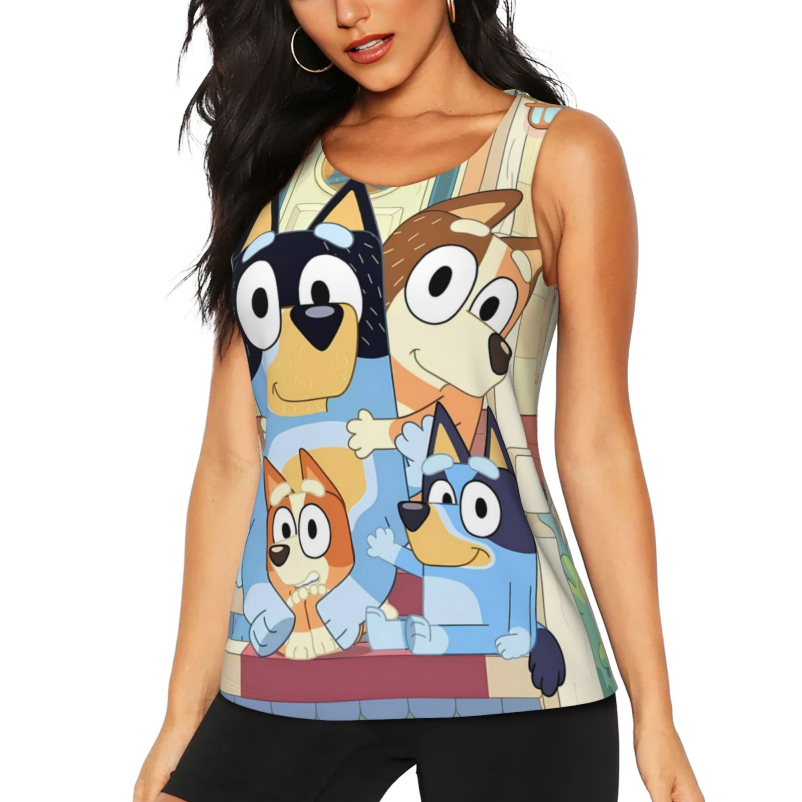 Defioc Bluey for Women’s Workout Tank Tops,Sleeveless Running Loose ...