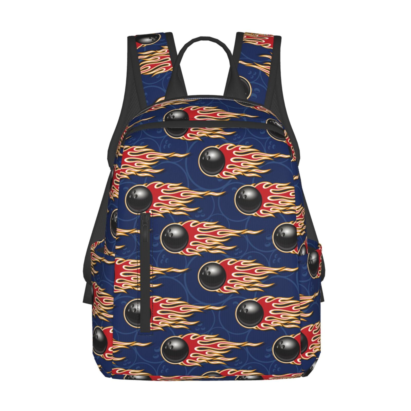 Defioc Bowling Ball And Flame Pattern Travel Laptop Backpack ...