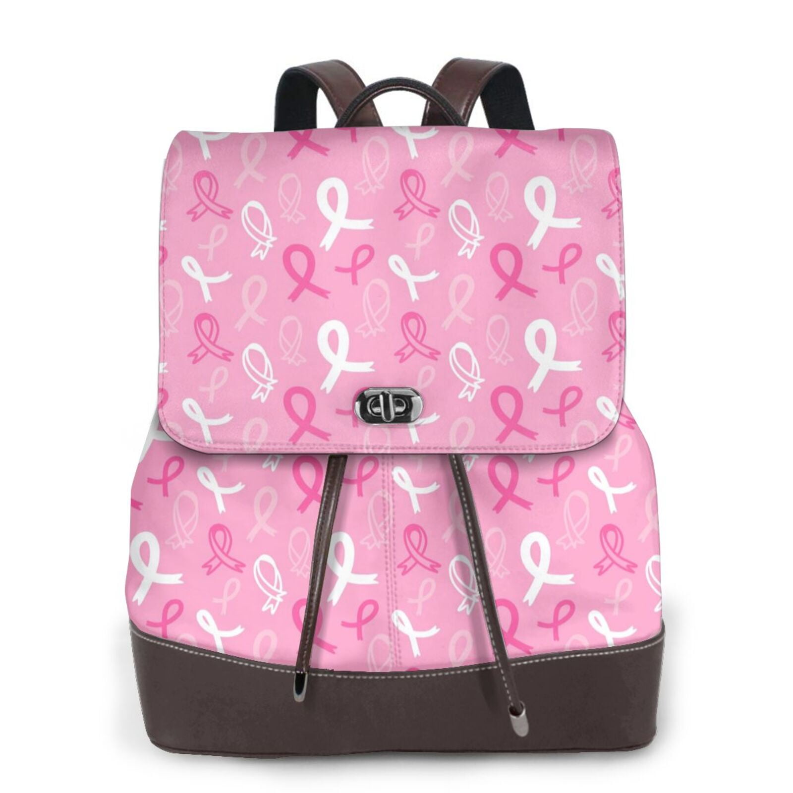 Defioc Breast Cancer Awareness (3) Print PU Leather Backpack,Backpack ...