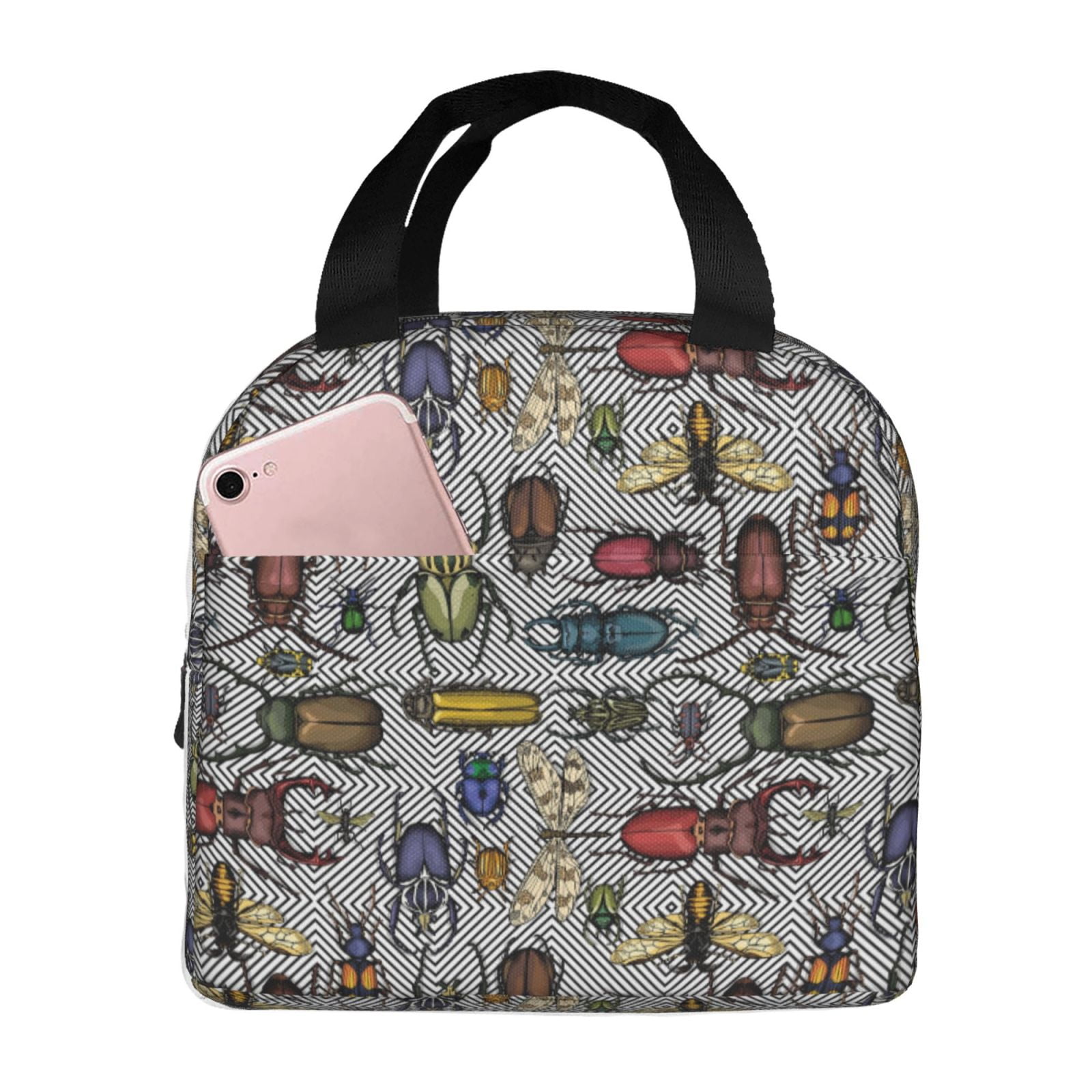Defioc Bright Insects Print Lunch Box,Lunch Bag for Women Men Reusable ...