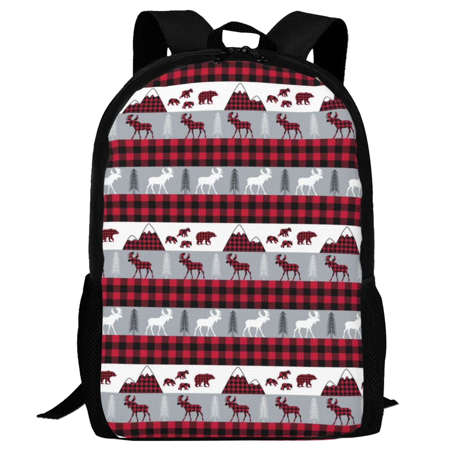 Defioc Buffalo Plaid Forest Pattern Carry on Backpack,16.5x12.5x5.5 ...