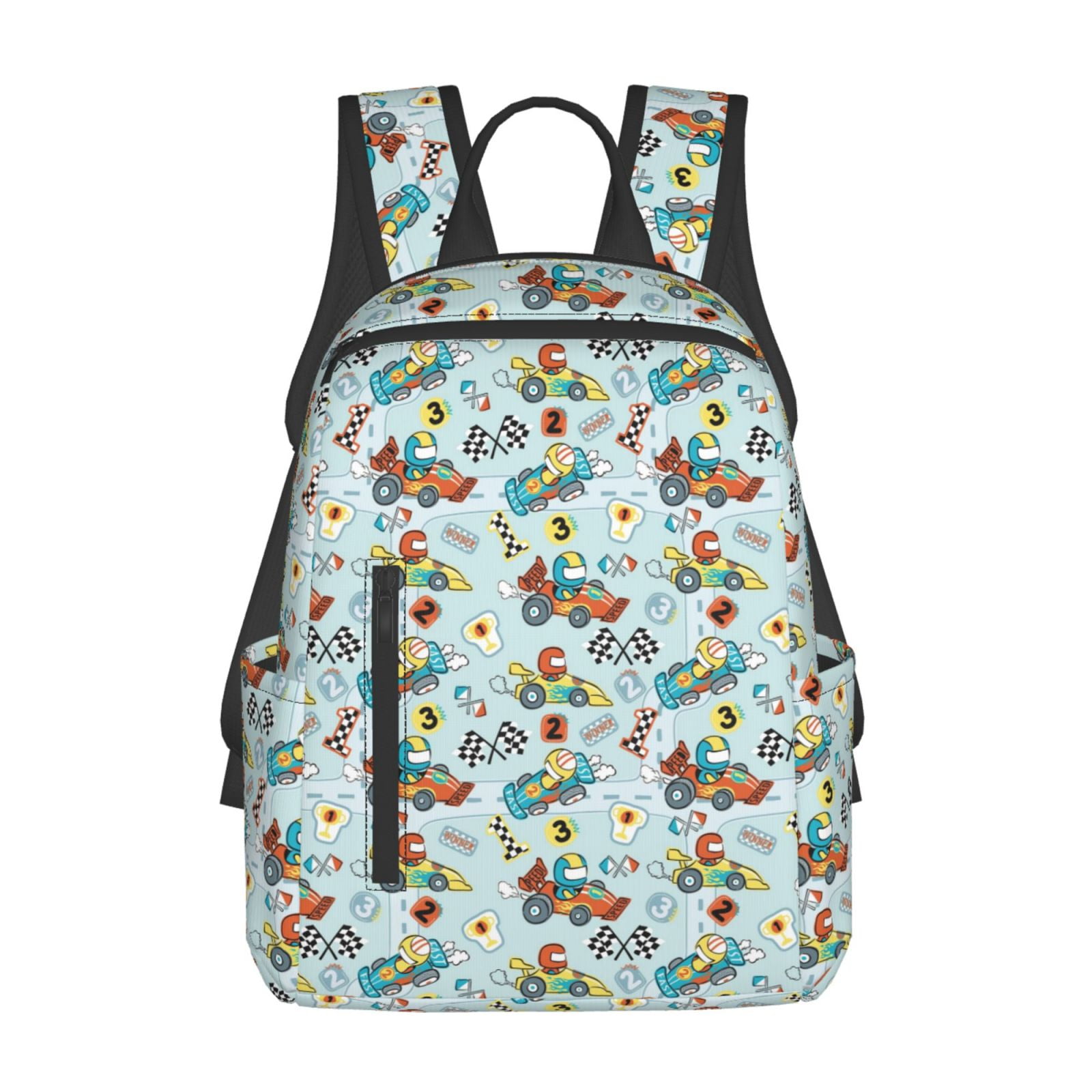 Defioc Cartoon Car Racing Pattern Travel Laptop Backpack,Lightweight ...