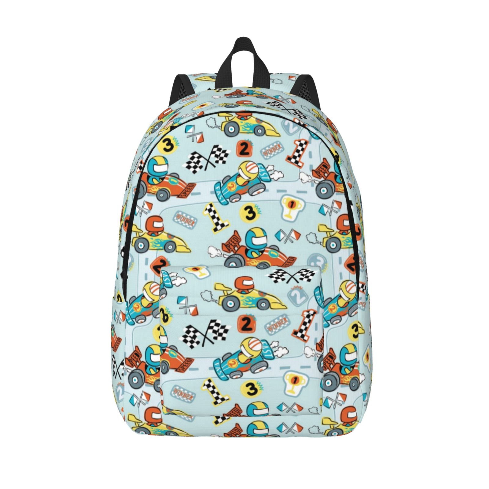 Defioc Cartoon Car Racing for Canvas Backpack,Travel Rucksack Unisex ...