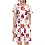 Defioc Cartoon Hedgehogs Pattern Womens Summer Dresses Short Sleeve ...