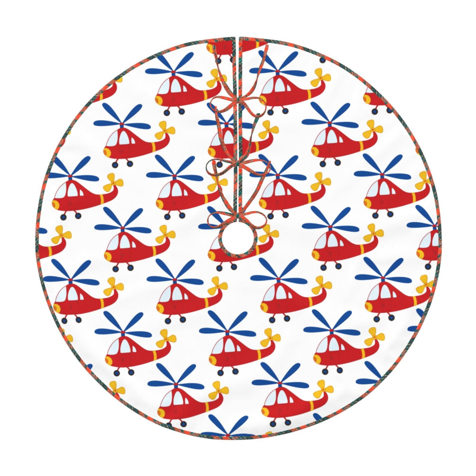 Defioc Cartoon Helicopter for Christmas Tree Skirt Snowman Xmas Tree ...