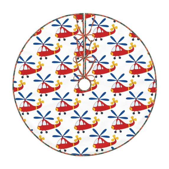 Defioc Cartoon Helicopter for Christmas Tree Skirt Snowman Xmas Tree ...