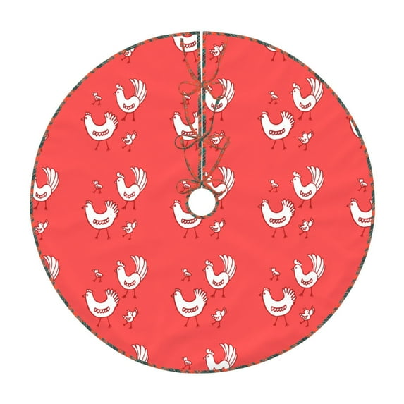 Defioc Cartoon Rooster for Christmas Tree Skirt Snowman Xmas Tree Skirt ...