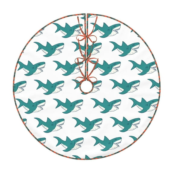 Defioc Cartoon Shark for Christmas Tree Skirt Snowman Xmas Tree Skirt ...