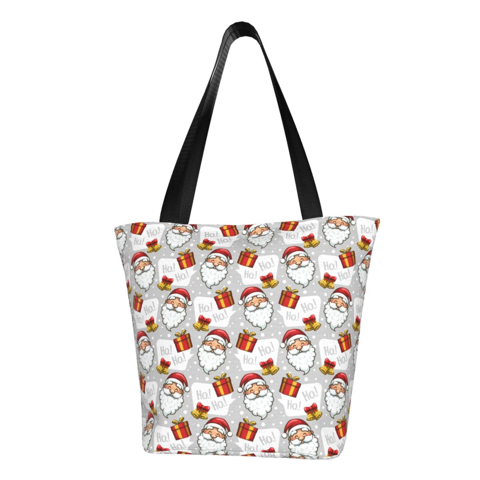 Defioc Christmas Santa Claus Print Tote Bag for Women,Shoulder Bag with ...