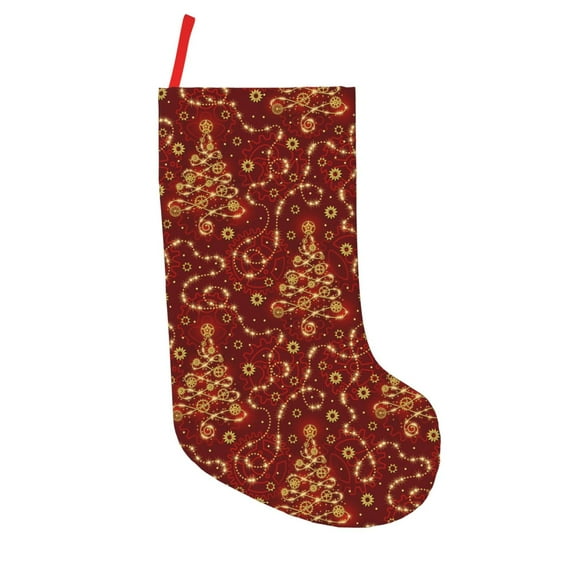 Defioc Christmas Tree On A Red Background for Christmas Stockings 18 ...