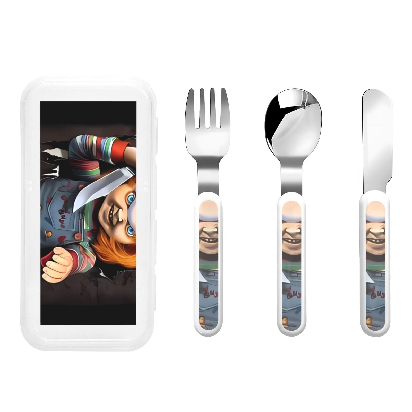 Defioc Chucky Print Kids Silverware with Silicone Handle | Toddler ...