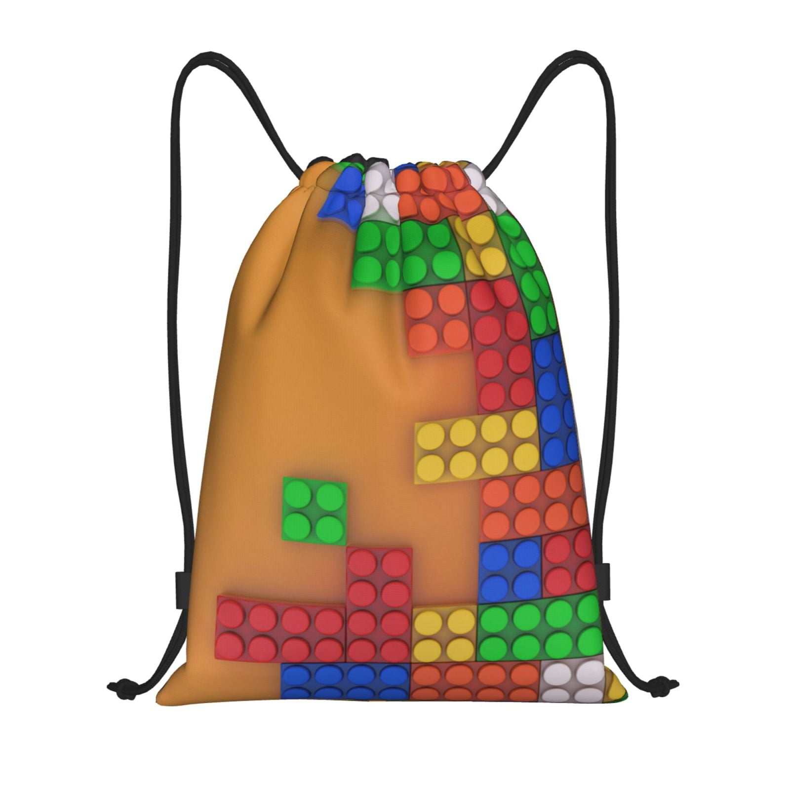 Defioc Colorful Building Blocks A for Drawstring Backpack Sports Gym Bag for Women Men Children ...