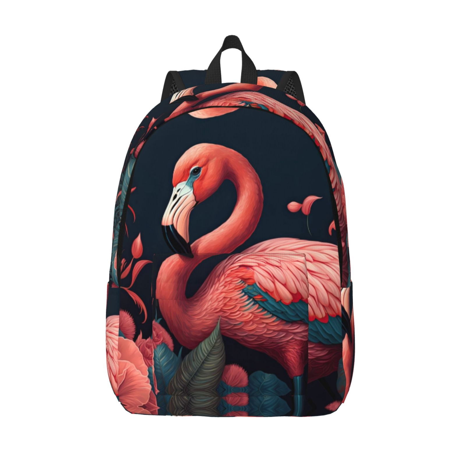 Defioc Colorful Floral Flamingo for Canvas Backpack,Travel Rucksack ...
