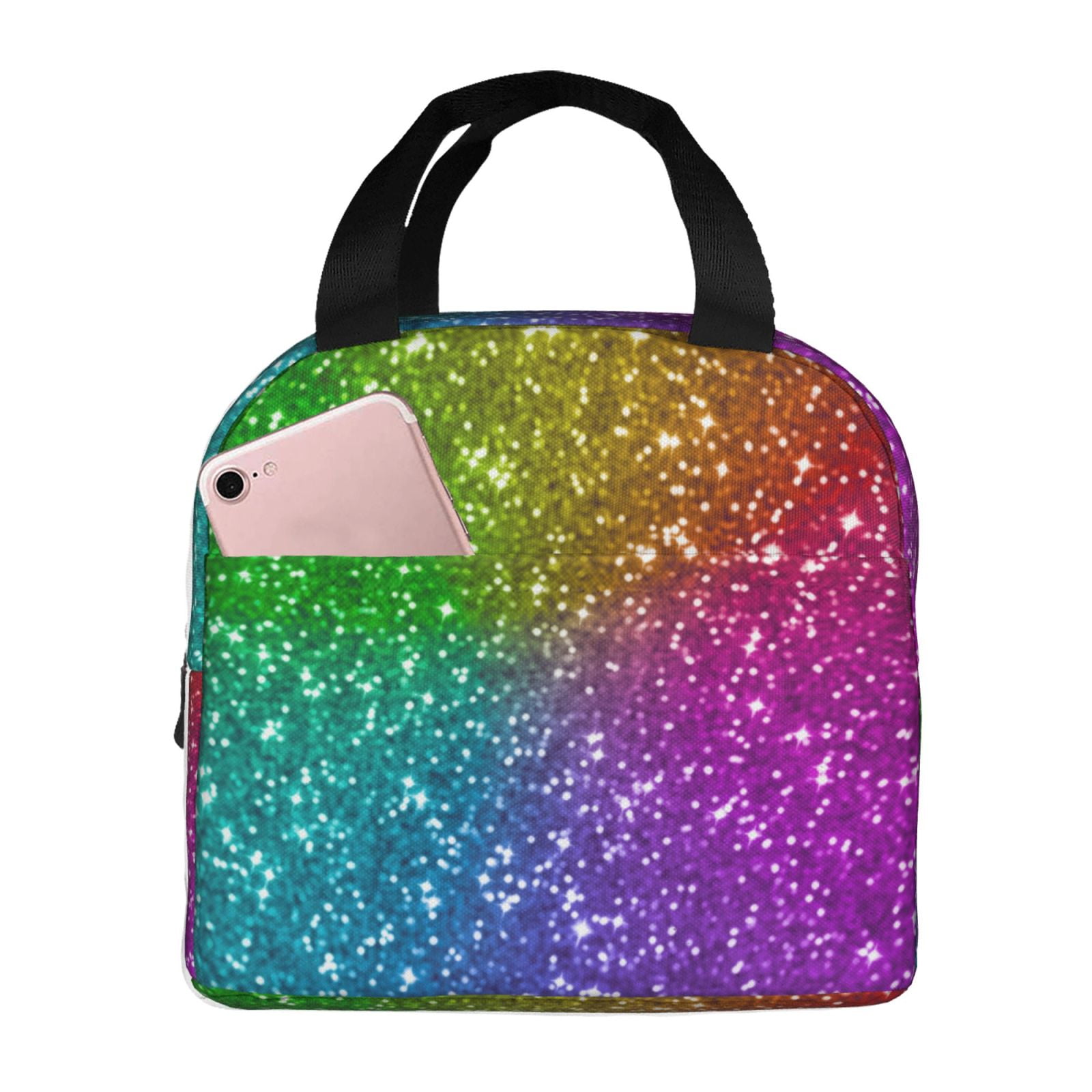 Defioc Colorful Glitter Print Lunch Box,Lunch Bag for Women Men ...