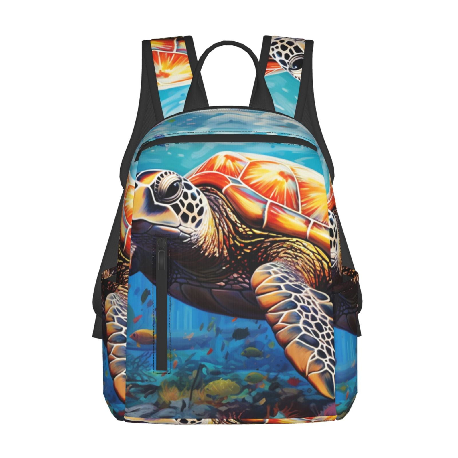 Defioc Colorful Underwater Sea Turtle Pattern Travel Laptop Backpack ...