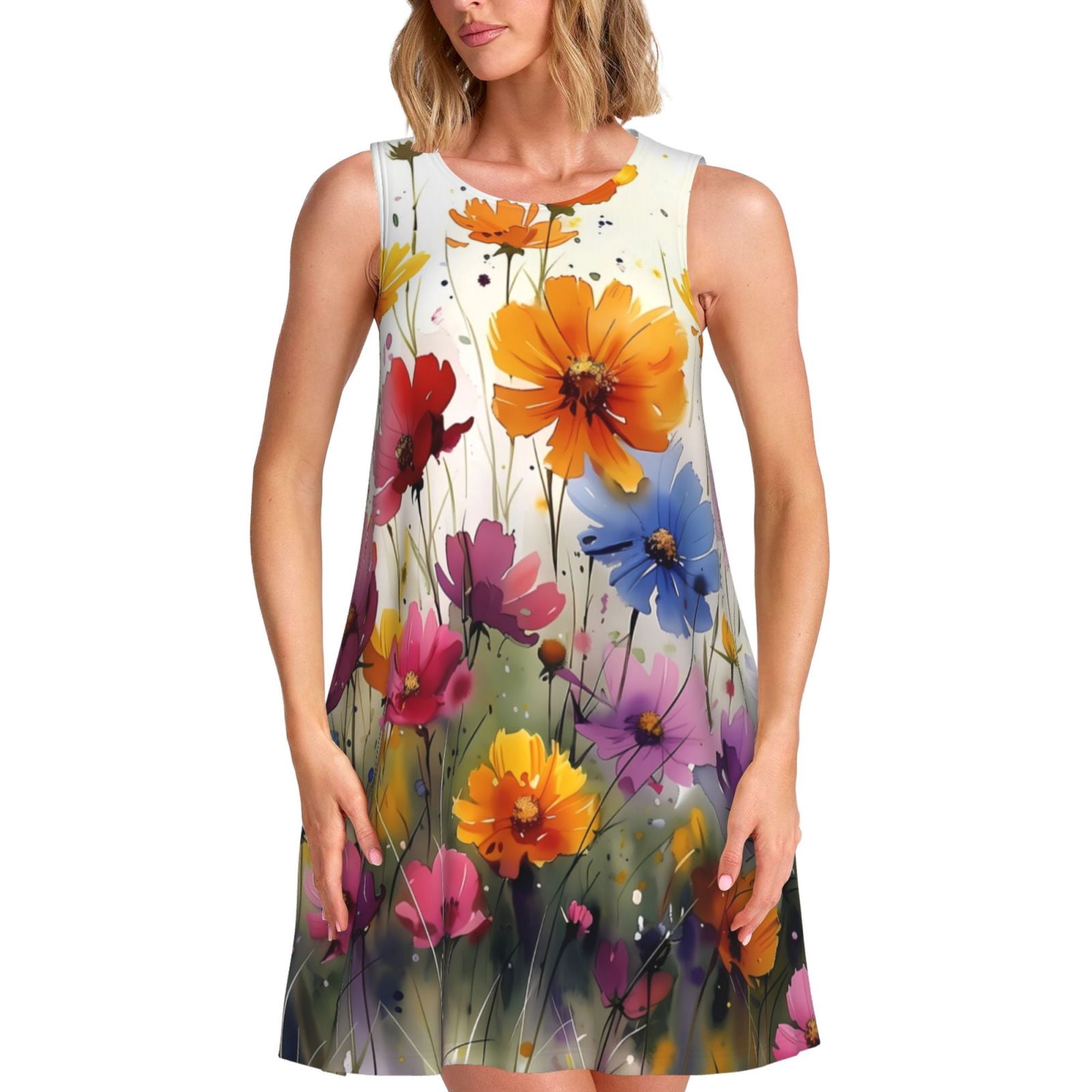 Defioc Colorful Wildflower Meadow Pattern Women's Summer Dresses 2025 ...