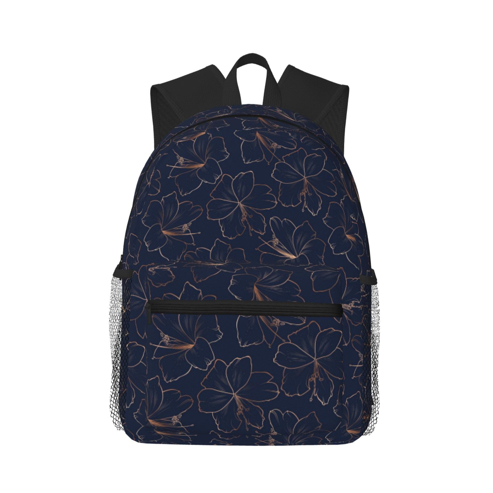 Defioc Copper-Gold Gloss Outline Lily Flower Pattern Laptop Backpack ...