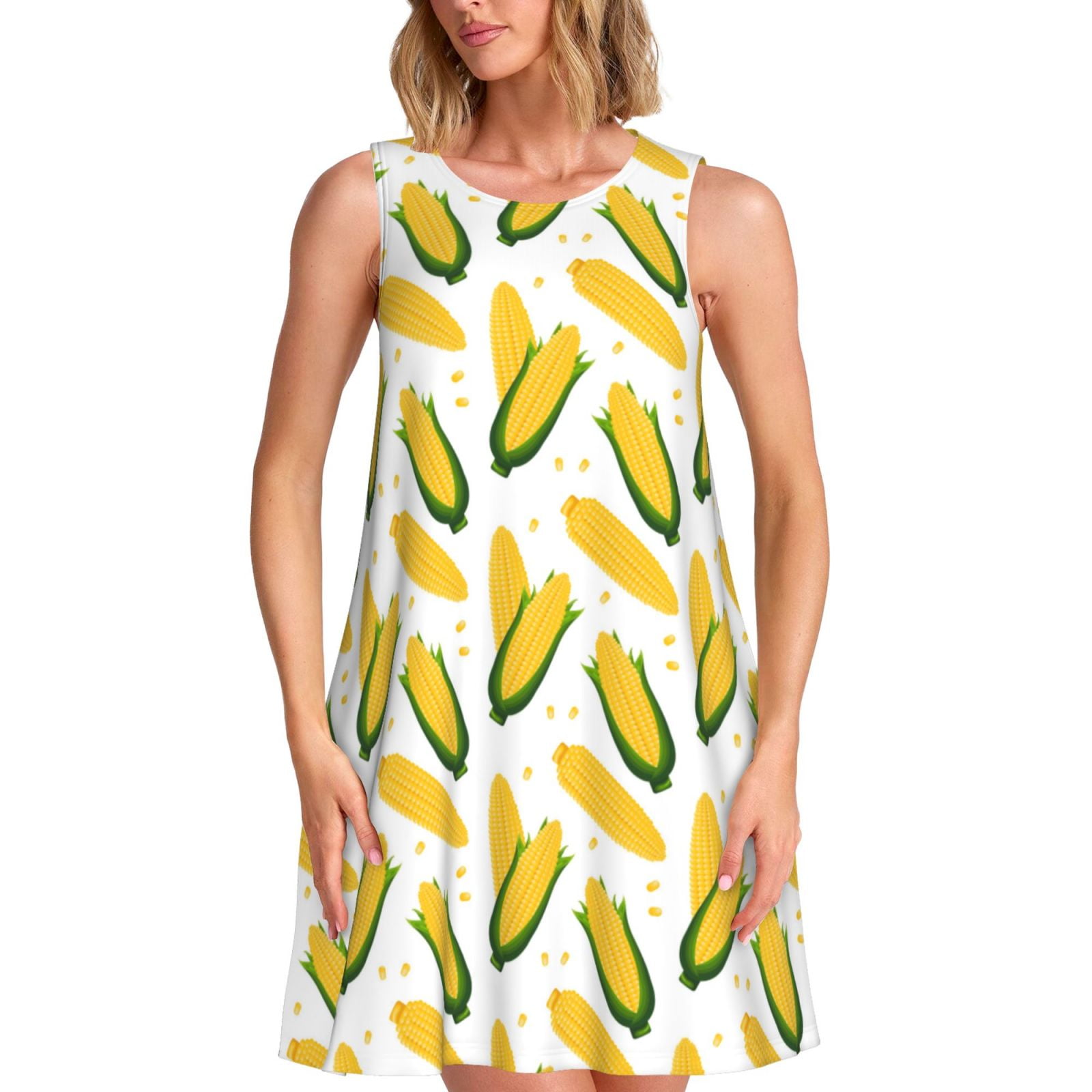 Defioc Corn On The Cob Pattern Women's Summer Dresses 2025 Beach Casual ...