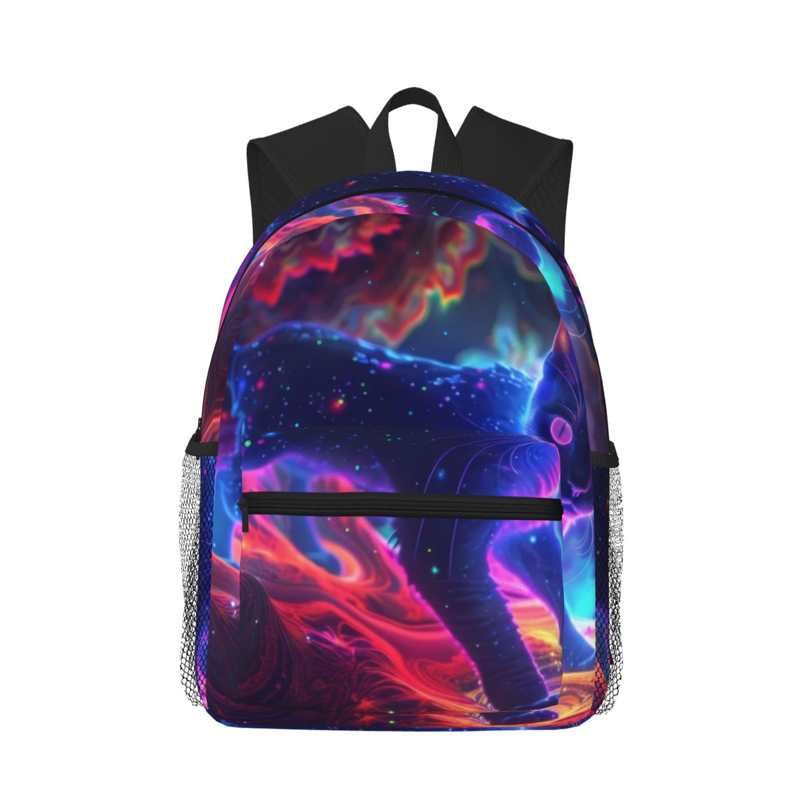 Defioc Cosmic Cat Psychedelic Journey Pattern Laptop Backpack for Men ...