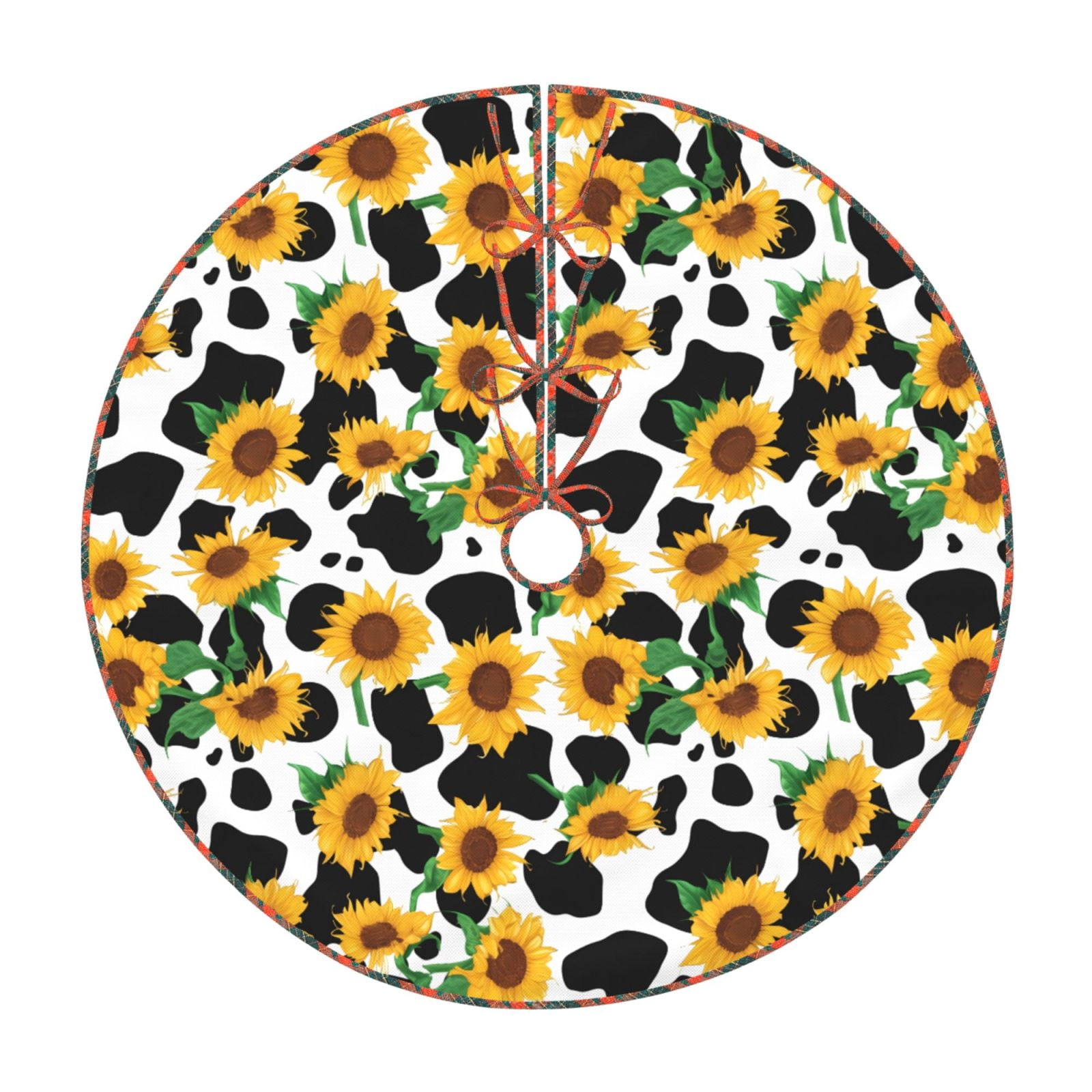 Defioc Cute Cow Print Sunflower C for Christmas Tree Skirt Snowman Xmas ...