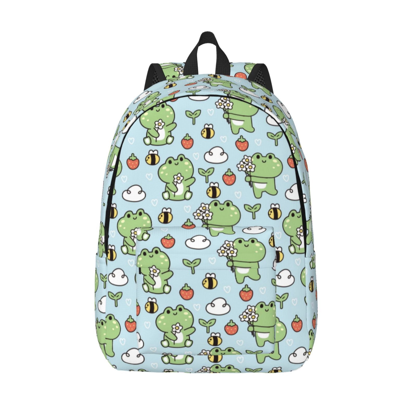 Defioc Cute Floral Frog for Canvas Backpack,Travel Rucksack Unisex ...