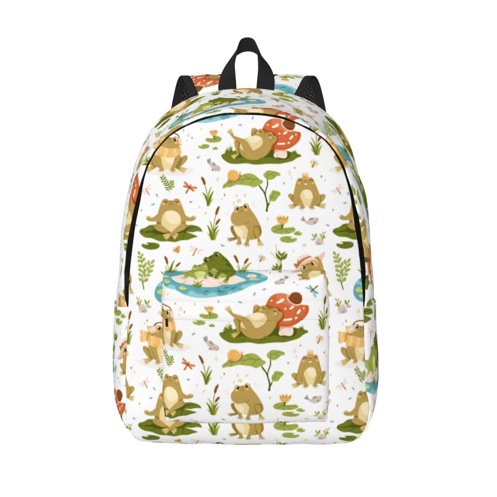 Defioc Cute Frog for Canvas Backpack,Travel Rucksack Unisex Knapsack ...