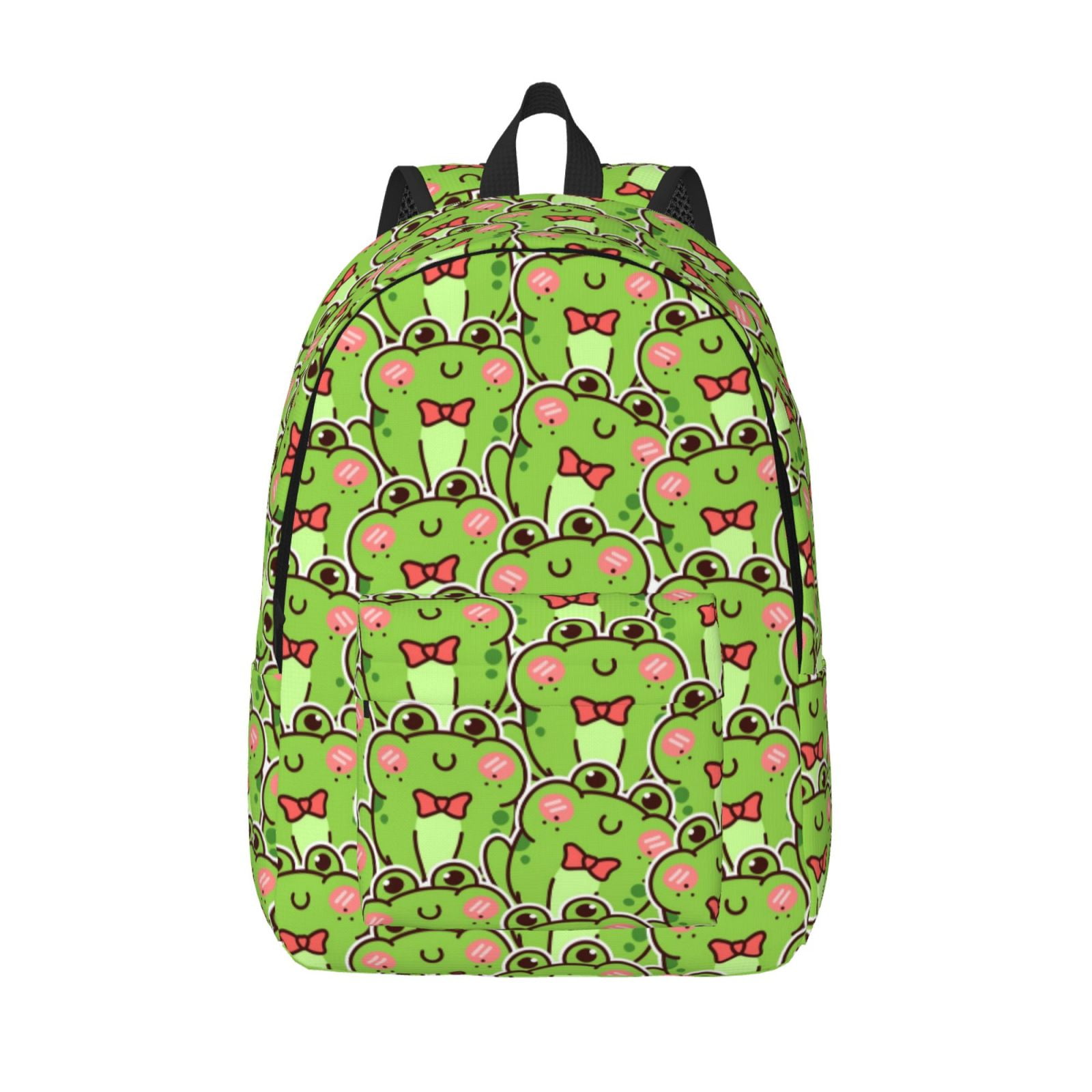 Defioc Cute Green Frog for Canvas Backpack,Travel Rucksack Unisex ...