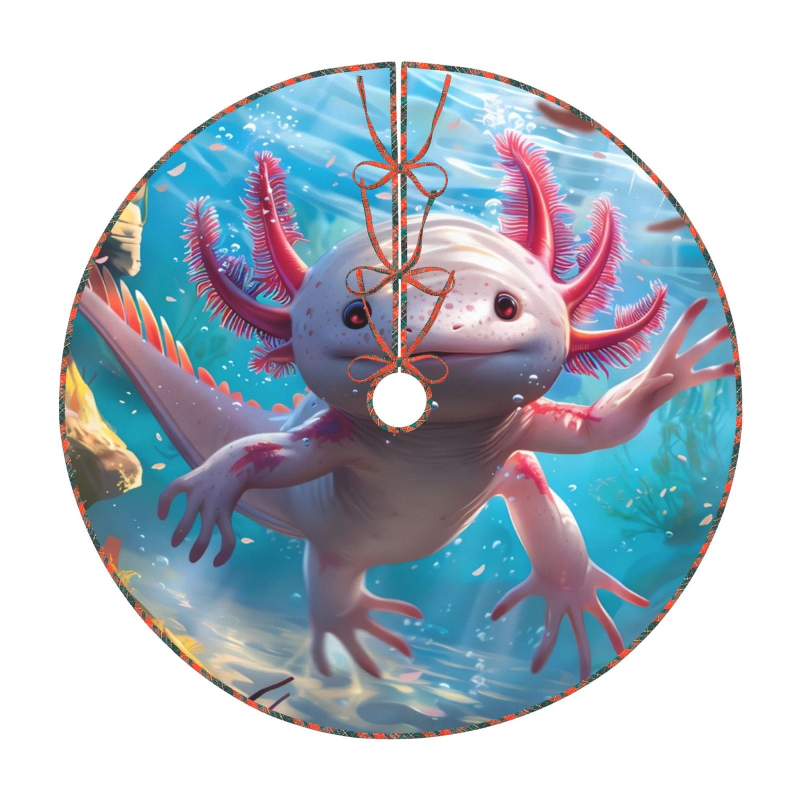 Defioc Cute Underwater Axolotl for Christmas Tree Skirt Snowman Xmas ...