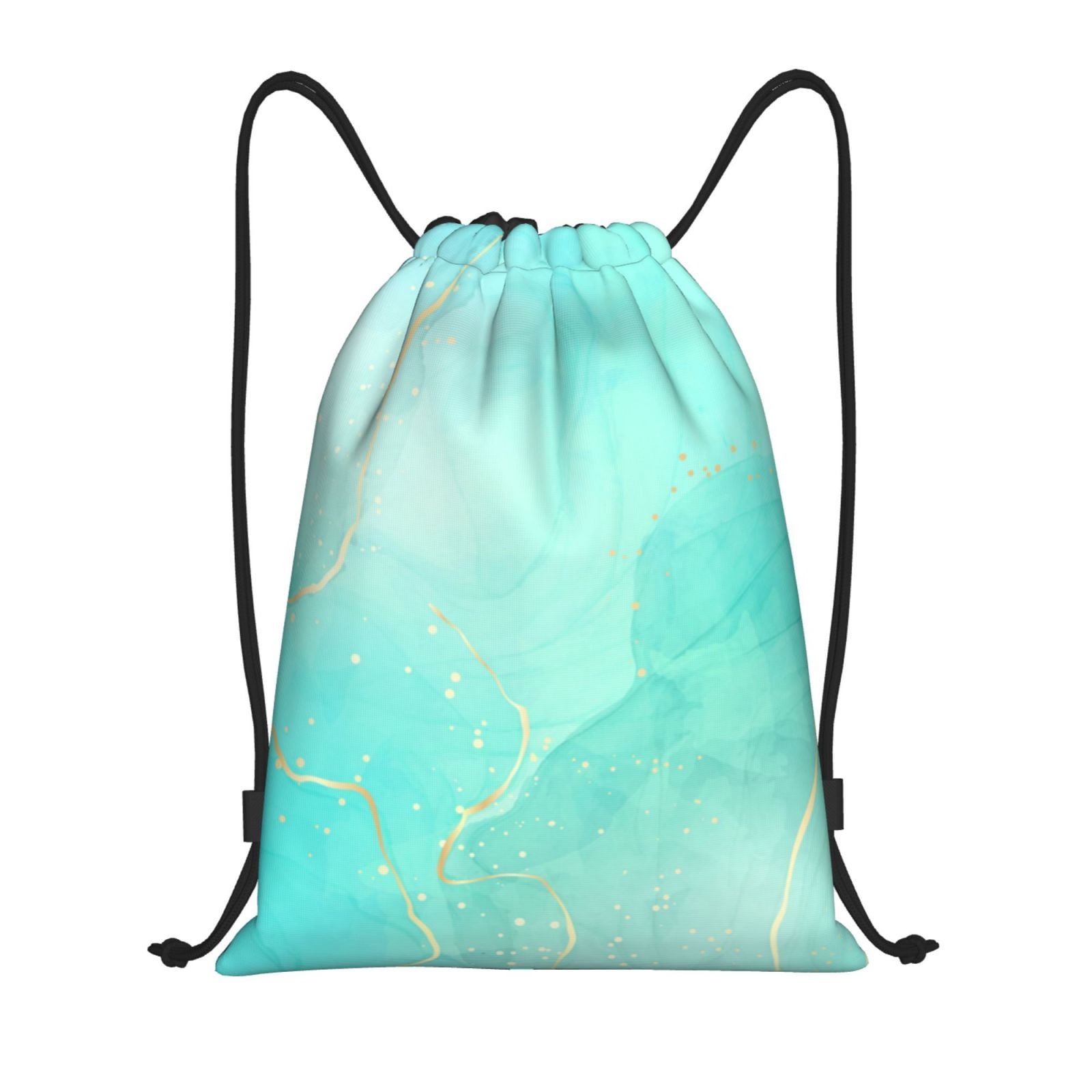 Defioc Cyan Mint Marble for Drawstring Backpack Sports Gym Bag for ...