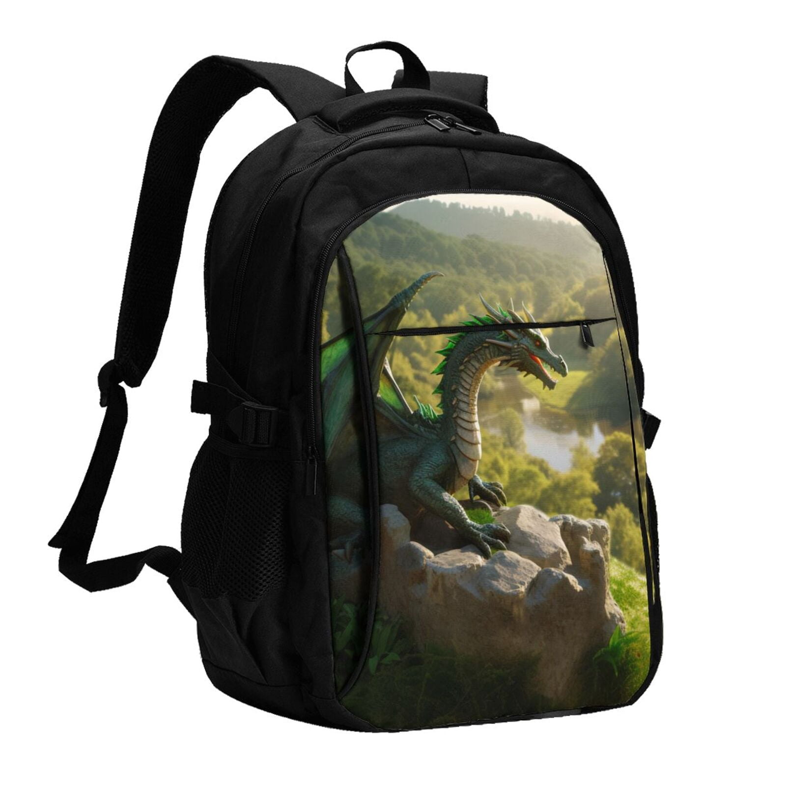 Defioc Deep Forest Stone Green Dragon for Travel Backpack for Women,15. ...
