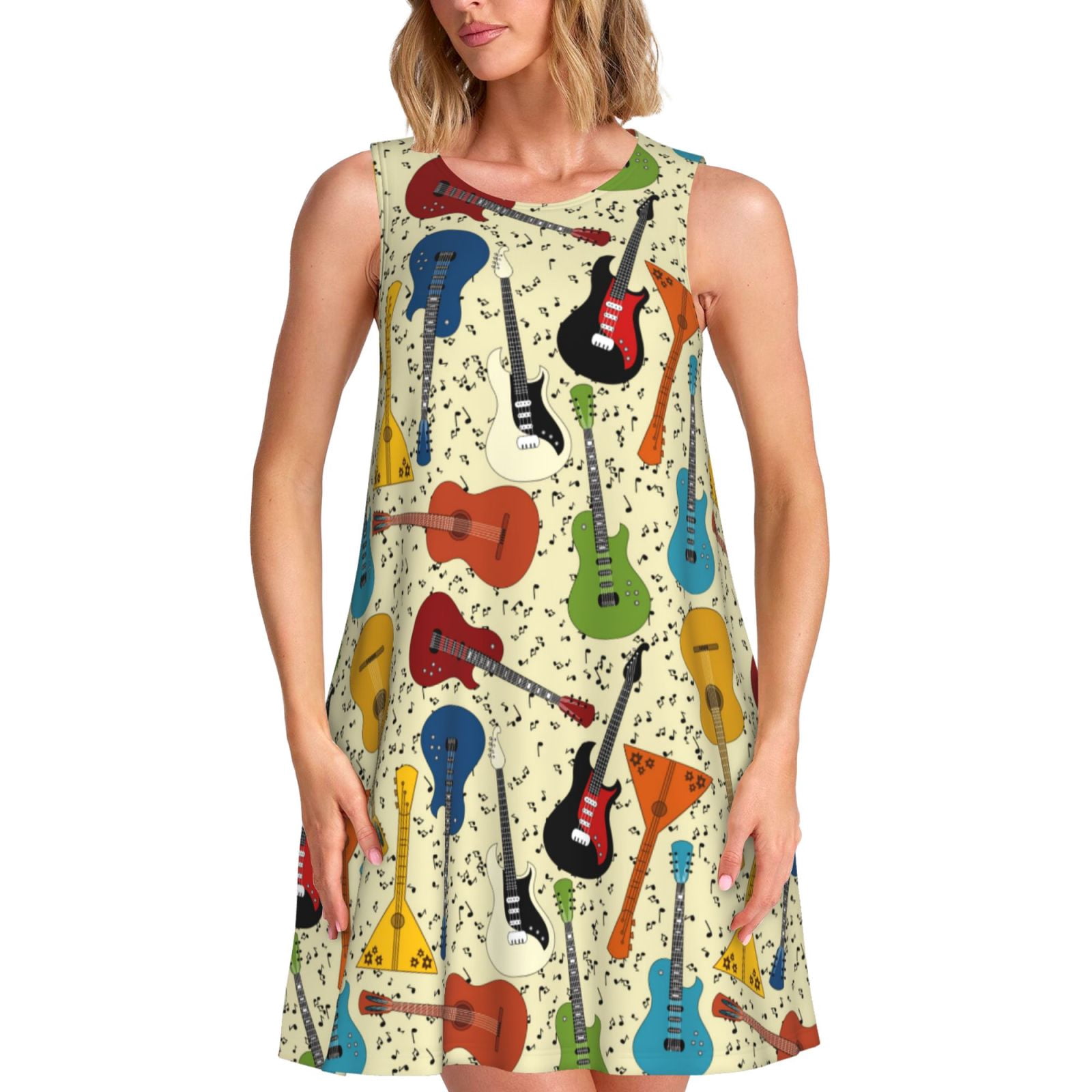 Defioc Different Kind Of Guitars Pattern Women's Summer Dresses 2025 ...