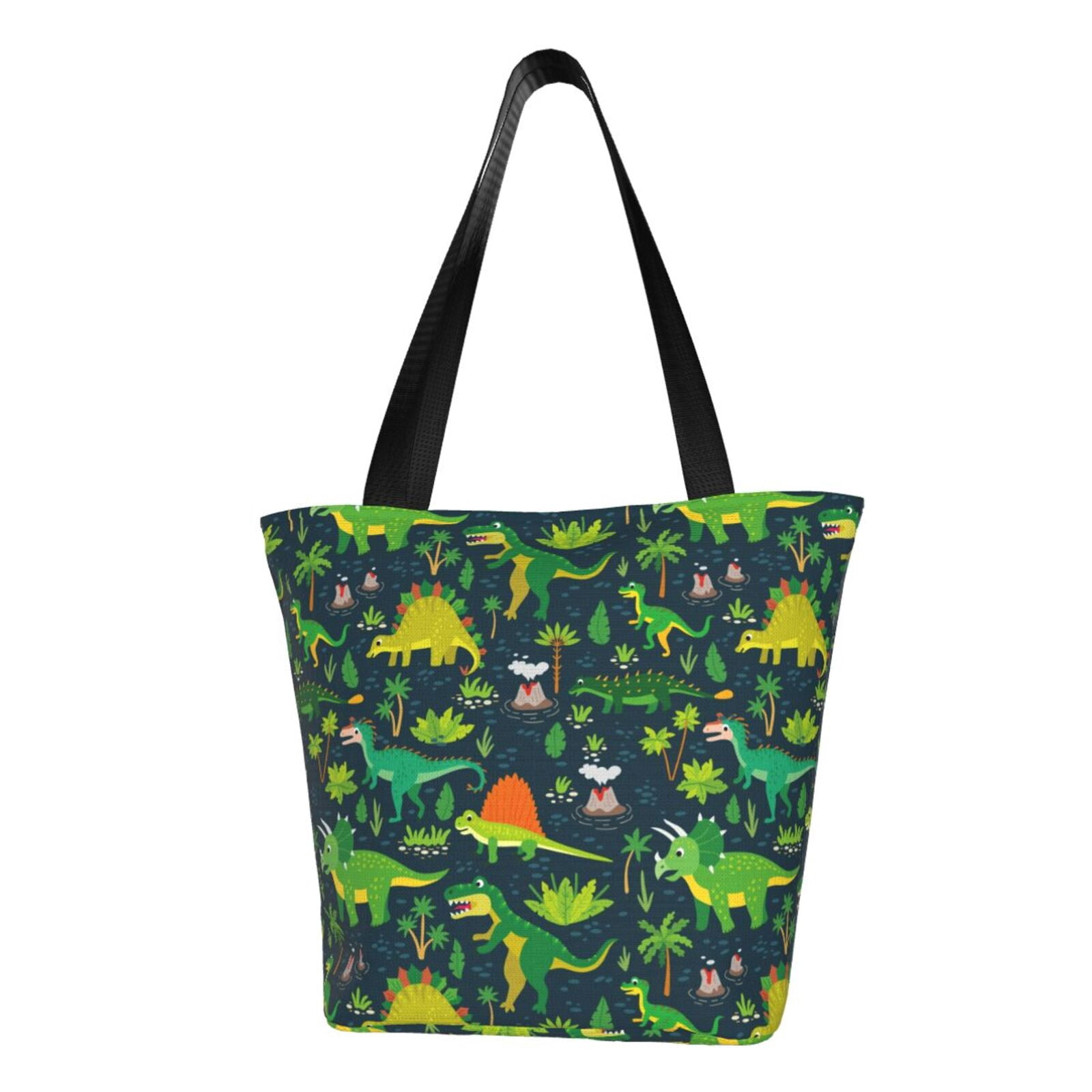 Defioc Dinosaurs Print Tote Bag for Women,Shoulder Bag with Zipper ...