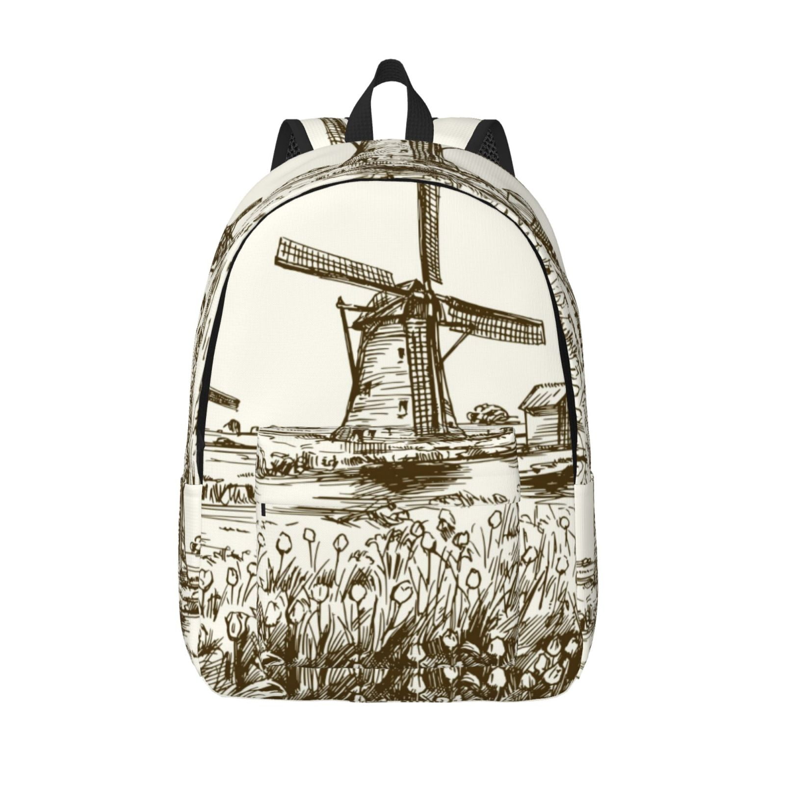 Defioc Dutch Windmill for Canvas Backpack,Travel Rucksack Unisex ...