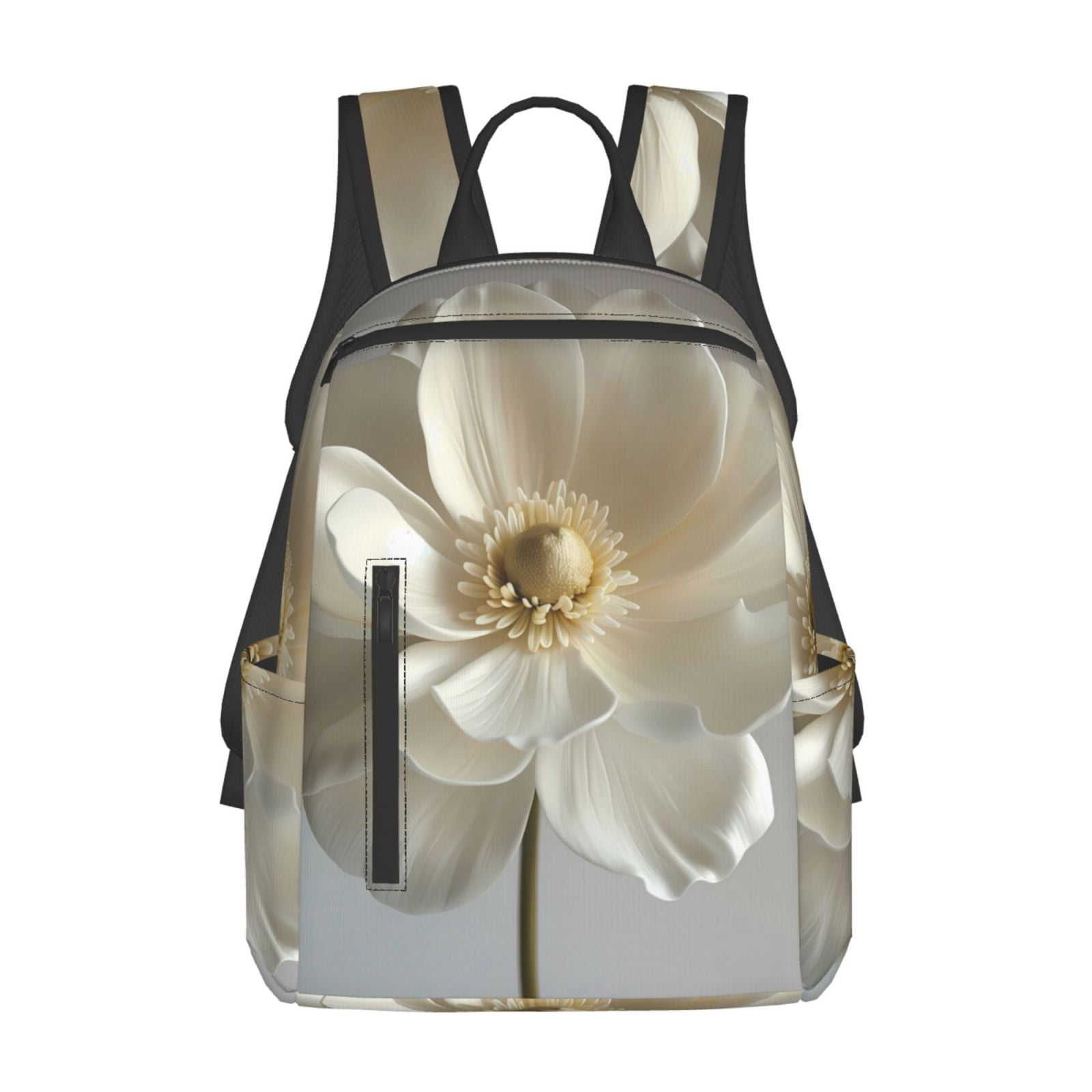 Defioc Elegant Ivory Flower Pattern Travel Laptop Backpack,Lightweight ...