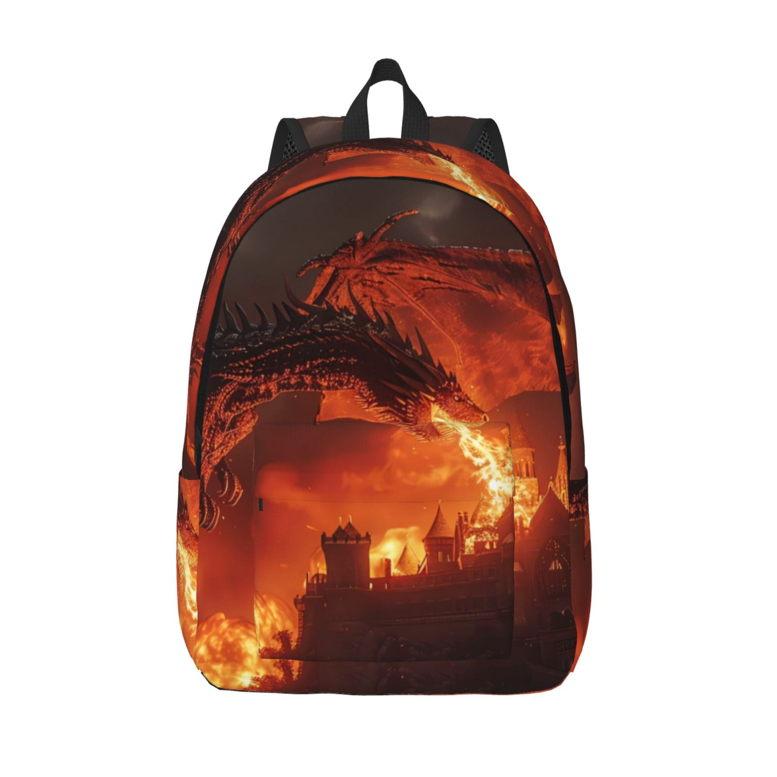 Defioc Fiery Dragons Castle Attack for Canvas Backpack,Travel Rucksack ...
