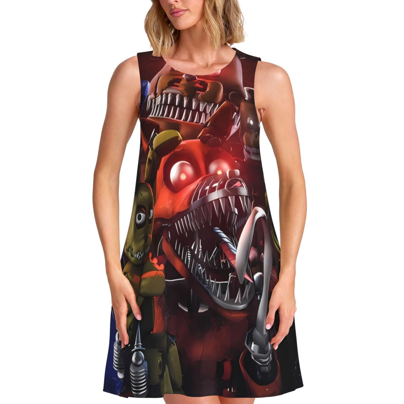 Defioc Five Nights At Freddy'S Pattern Women's Summer Dresses 2025 ...