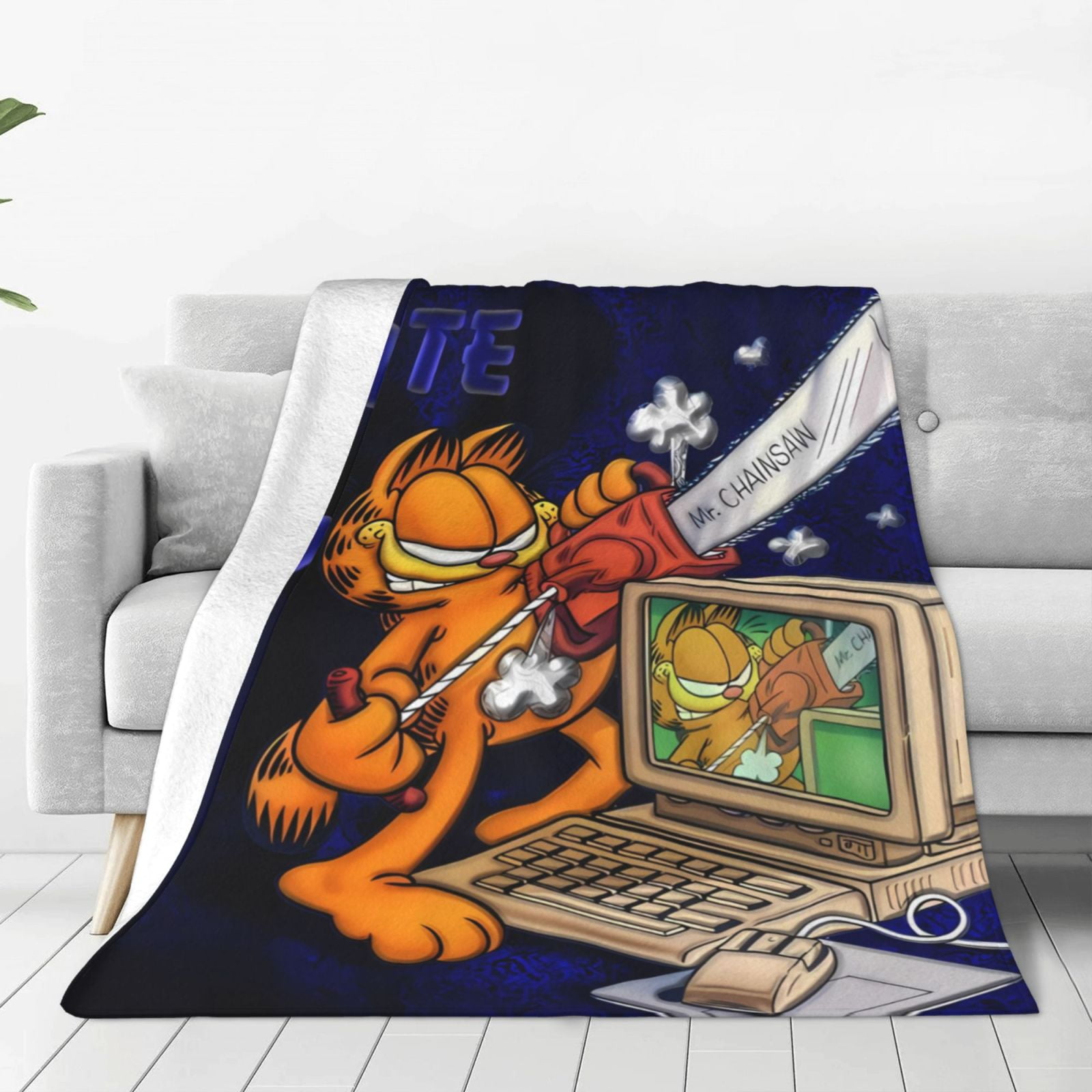 Defioc Garfield Print Throw Blanket for Couch,Fleece Throw Blanket for ...