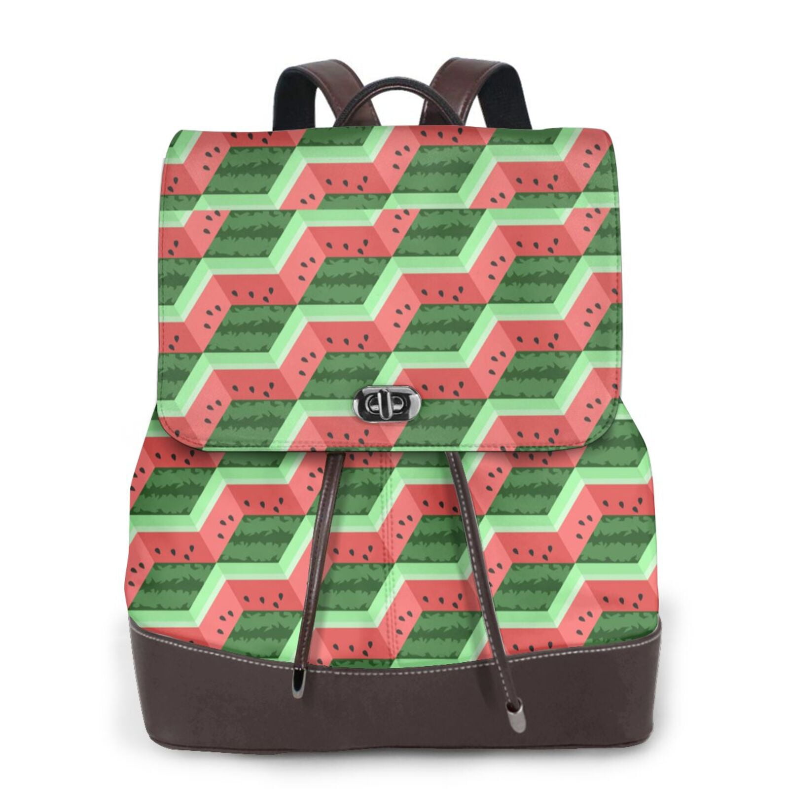 Defioc Geometric Watermelon Print PU Leather Backpack,Backpack Purse ...