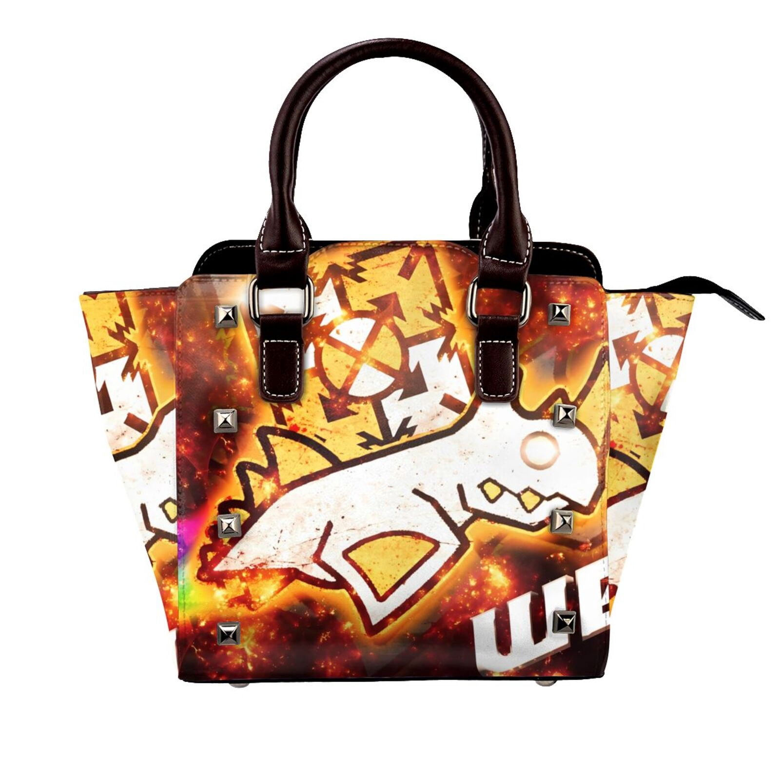 Defioc Geometry Dash Pattern Tote Bag for Women,Leather Satchel ...