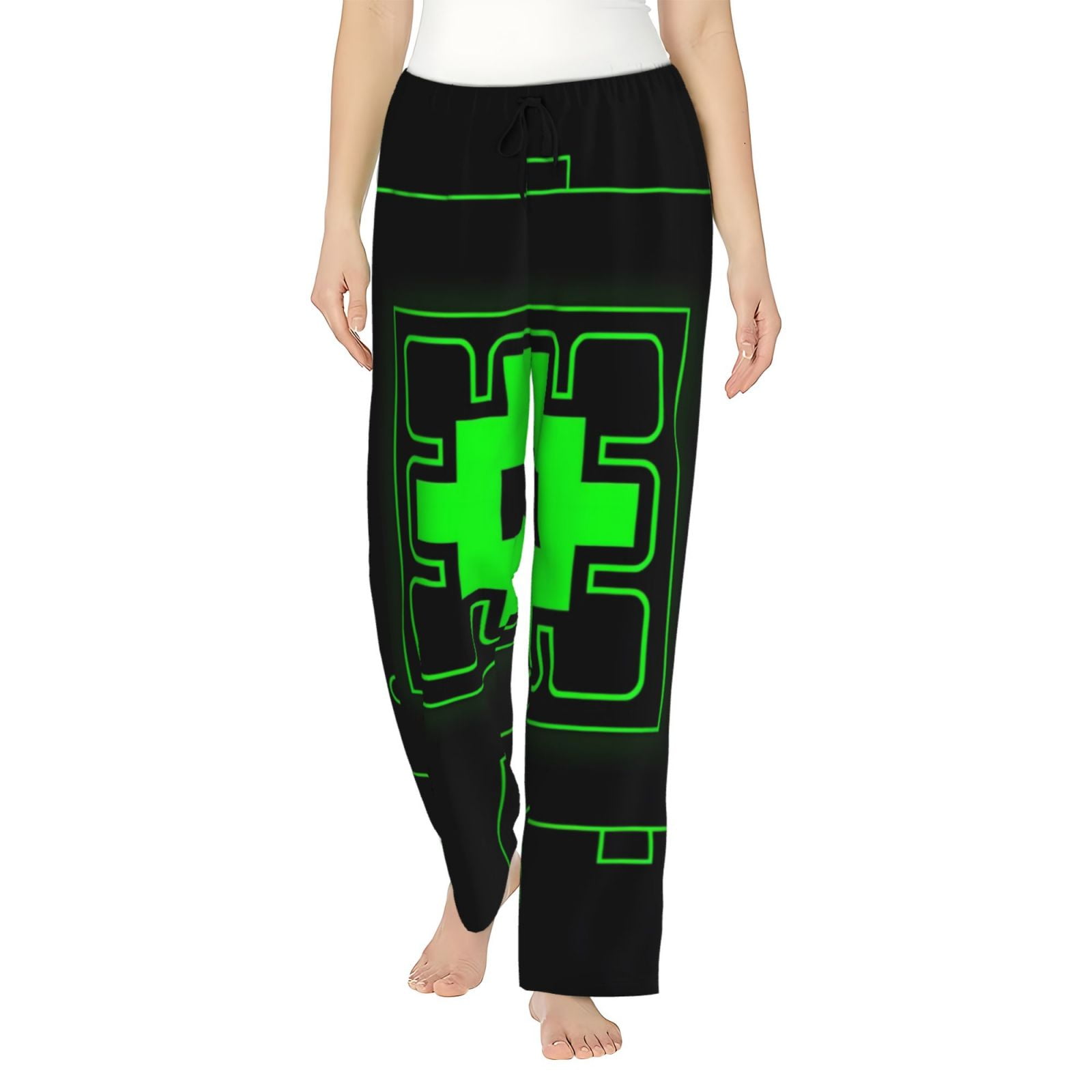 Defioc Geometry Dash Print Women's Pajama Pants Drawstring Comfy Sleep ...