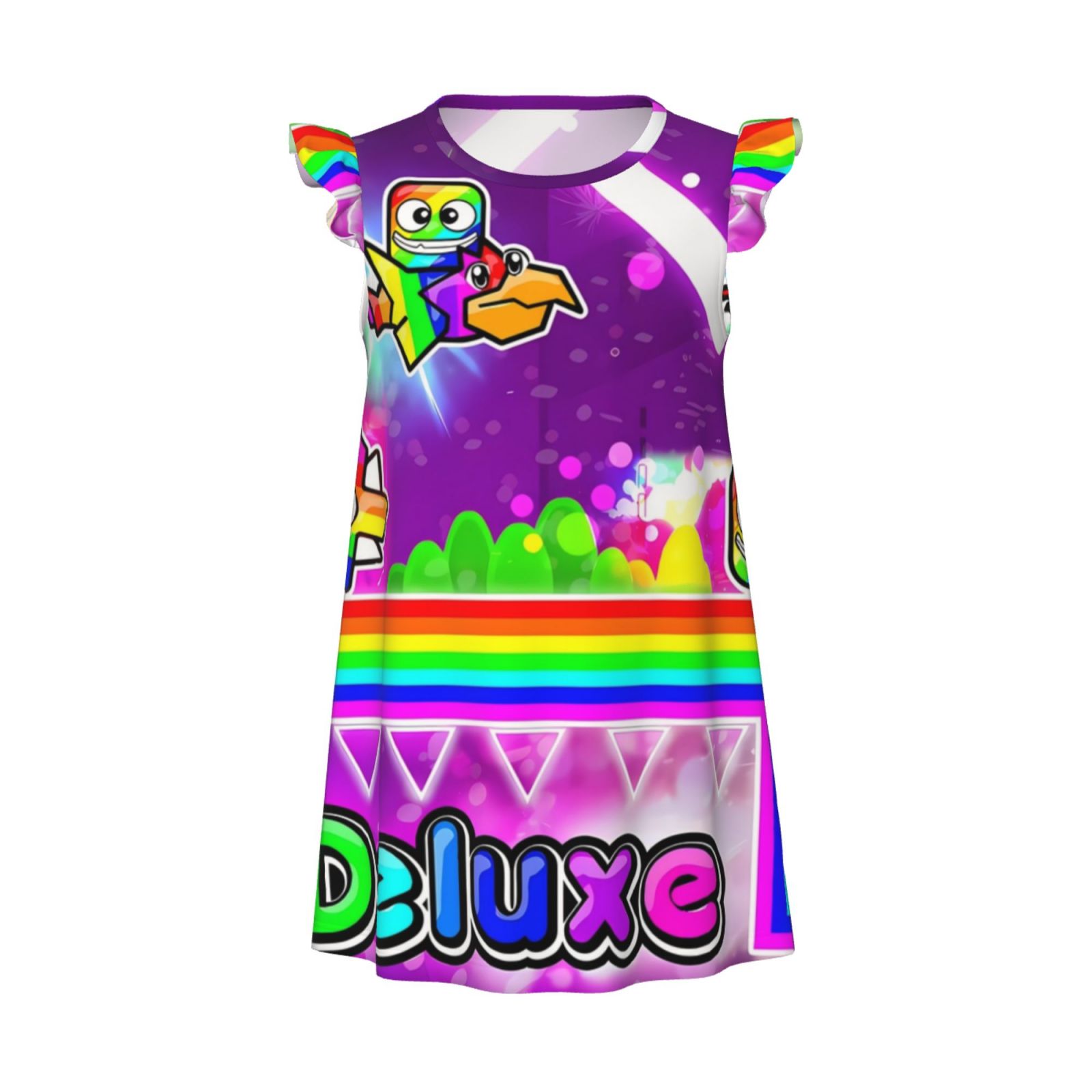 Defioc Geometry Dash for Girl's Cute Nightgowns, Pajamas Flutter Short ...