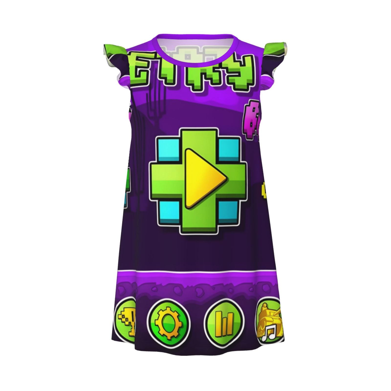 Defioc Geometry Dash for Girl's Cute Nightgowns, Pajamas Flutter Short ...