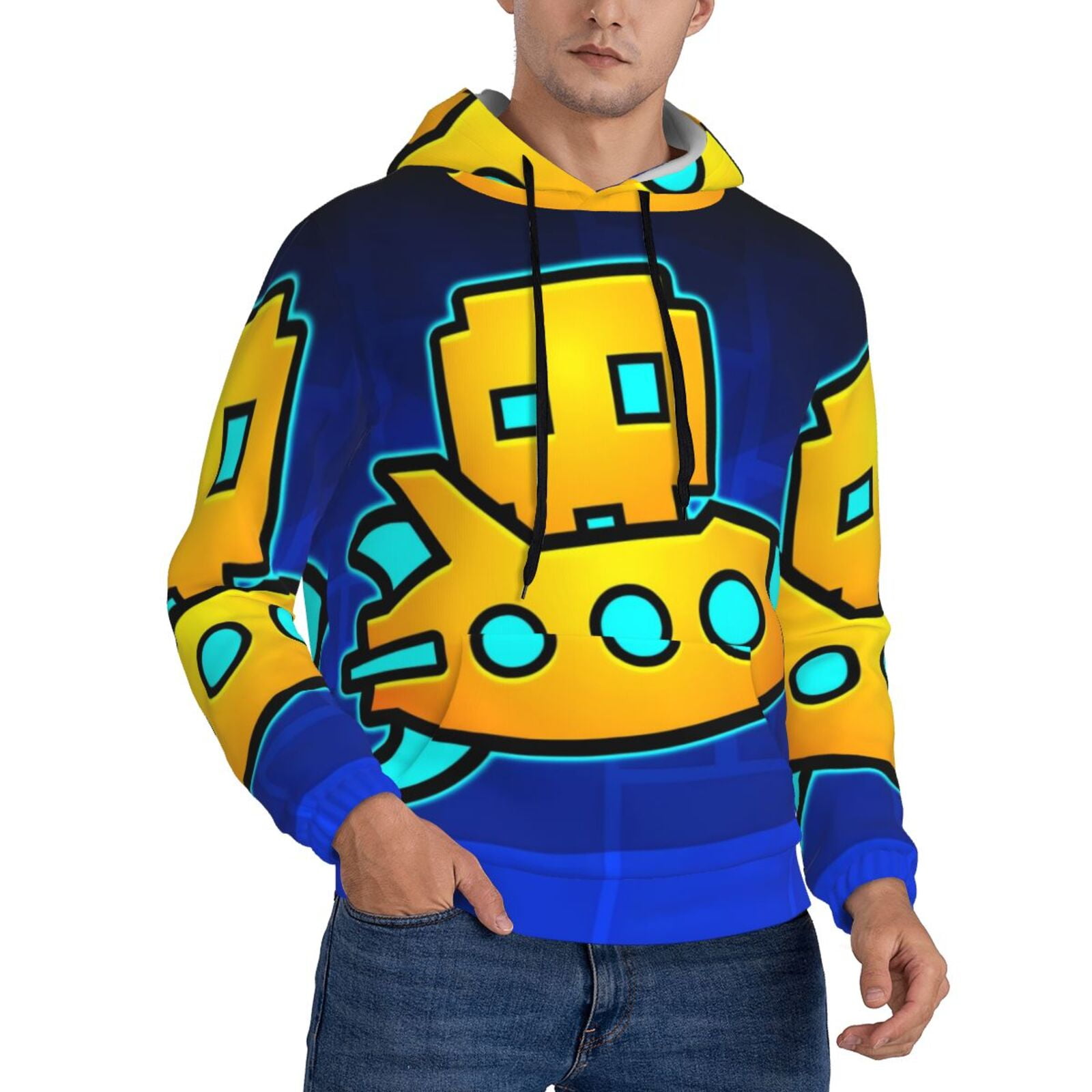 Defioc Geometry Dash for Men's Hoodie Sweatshirt, Aautumn Athletic ...