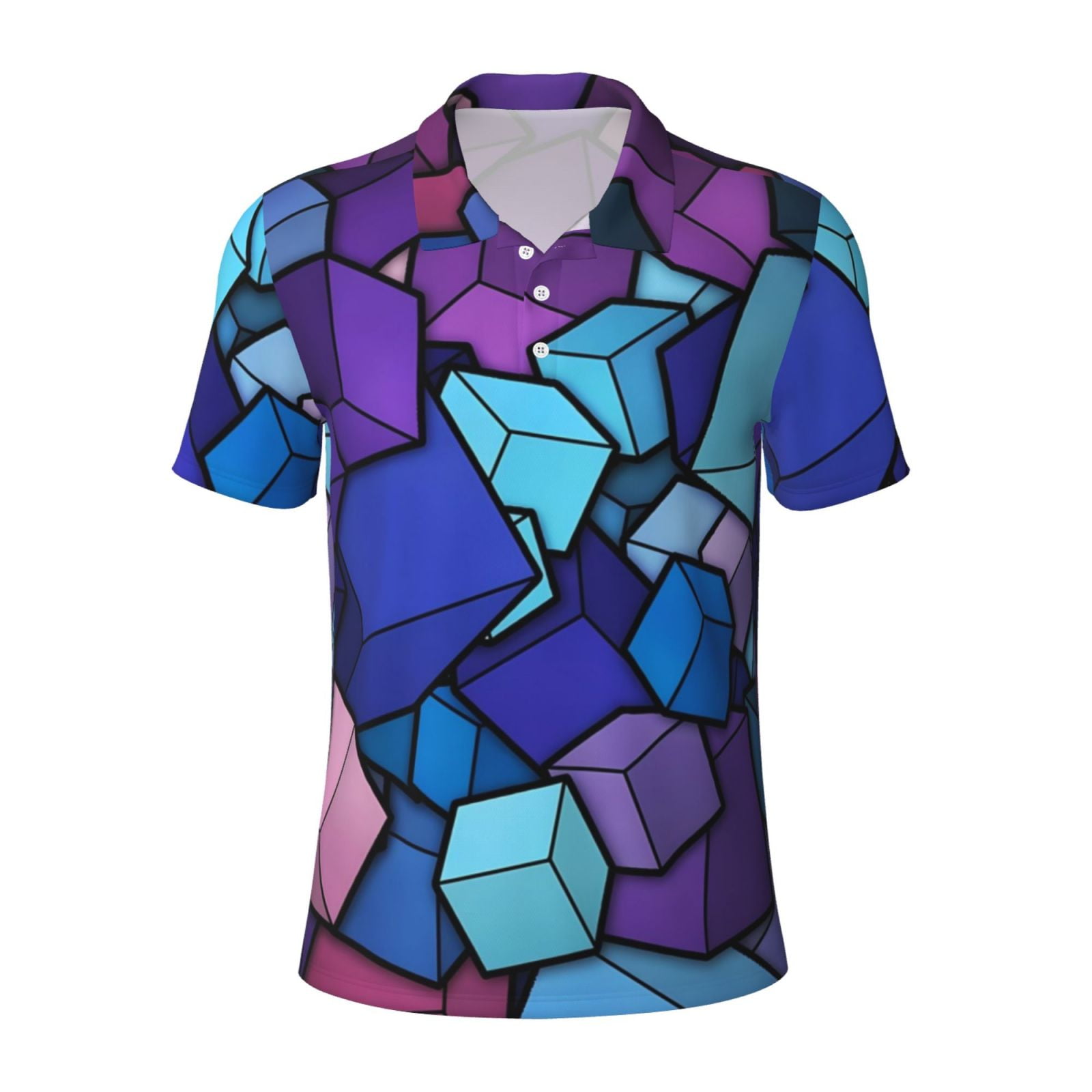 Defioc Geometry Dash for Men's Short-Sleeve Polo Shirts,Performance ...