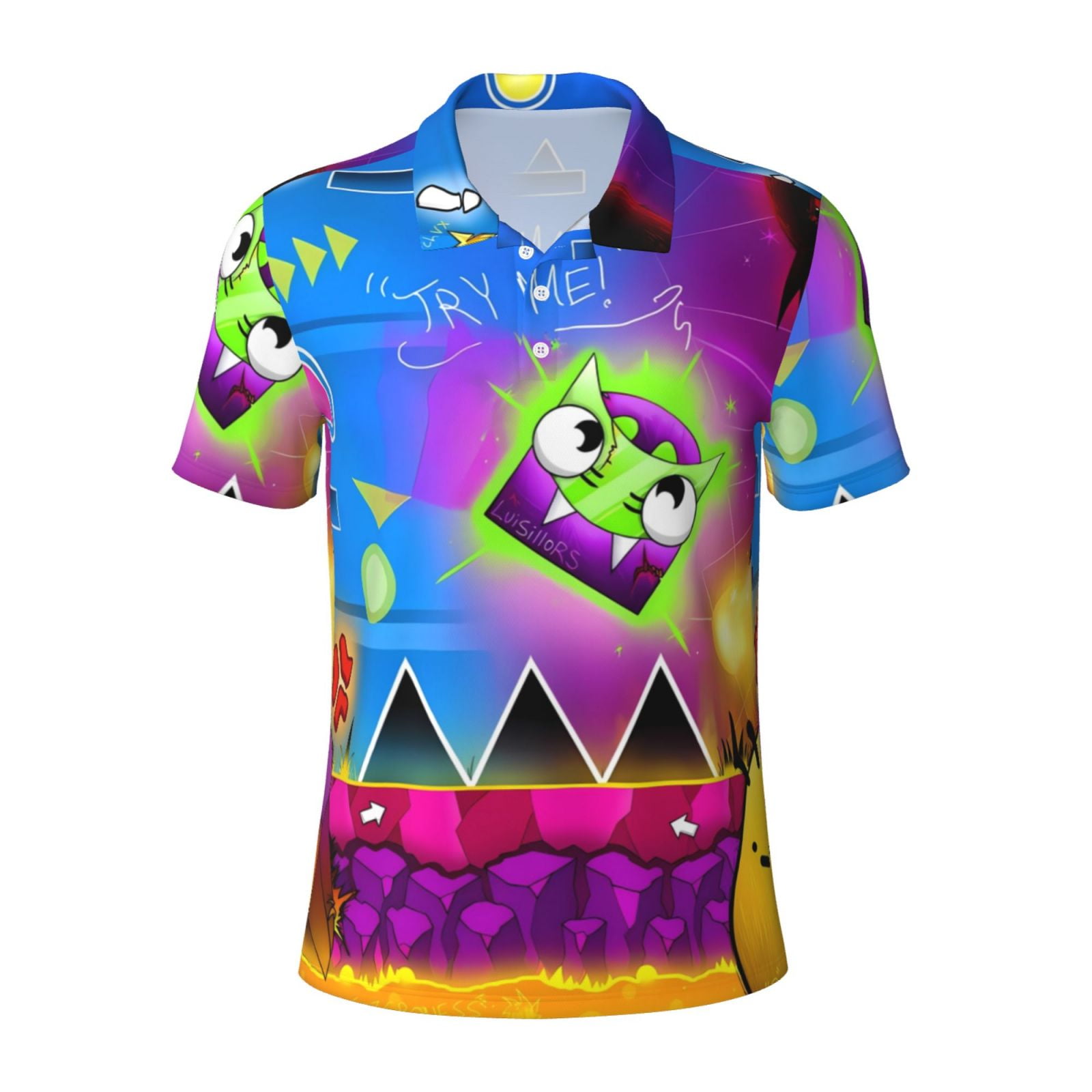 Defioc Geometry Dash for Men's Short-Sleeve Polo Shirts,Performance ...