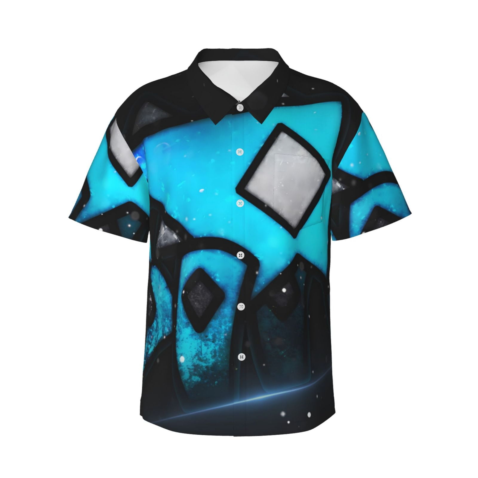 Defioc Geometry DashPrint Men’s Hawaiian Shirt Short-Sleeve Button Down ...