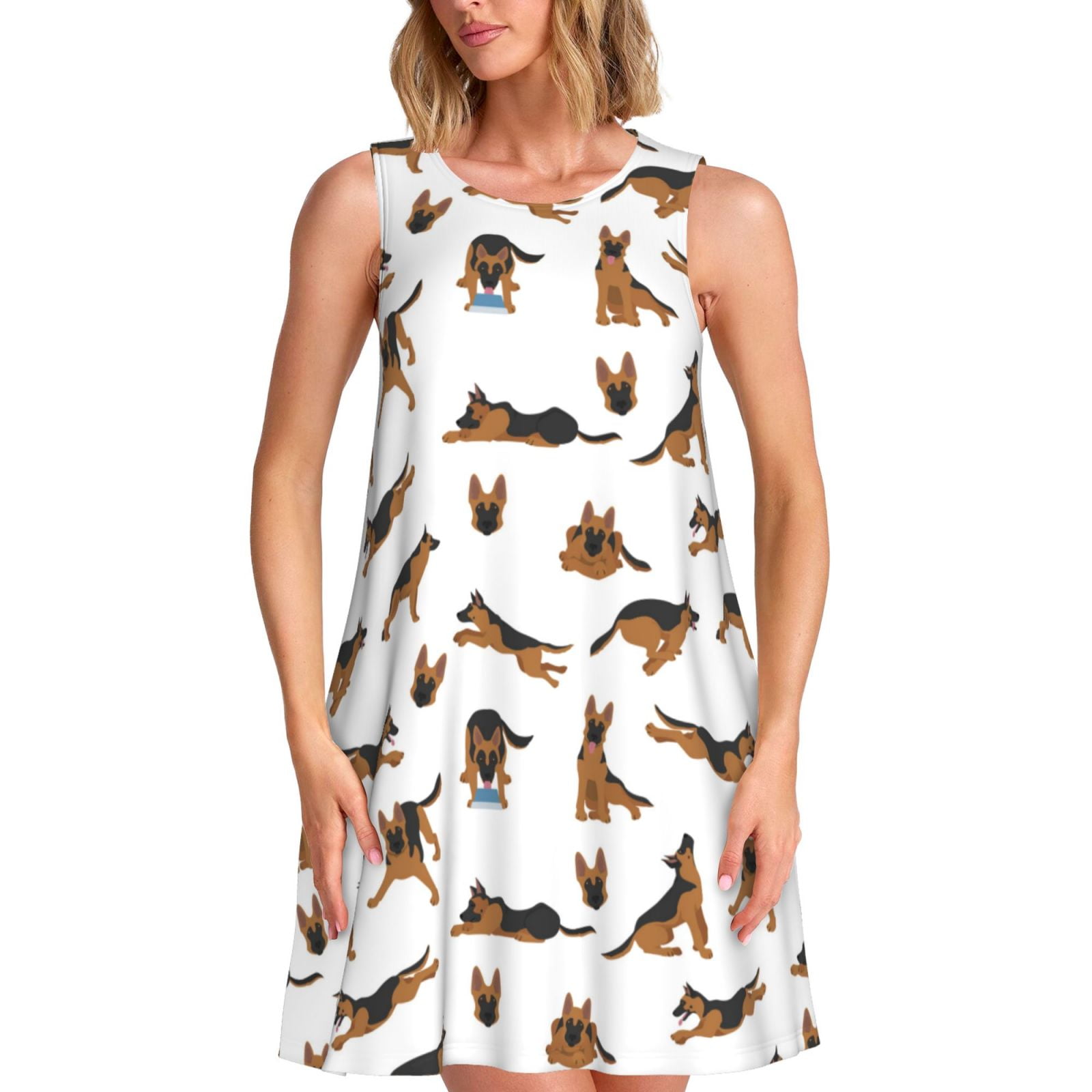 Defioc German Shepherd Dog Pattern Women's Summer Dresses 2025 Beach ...