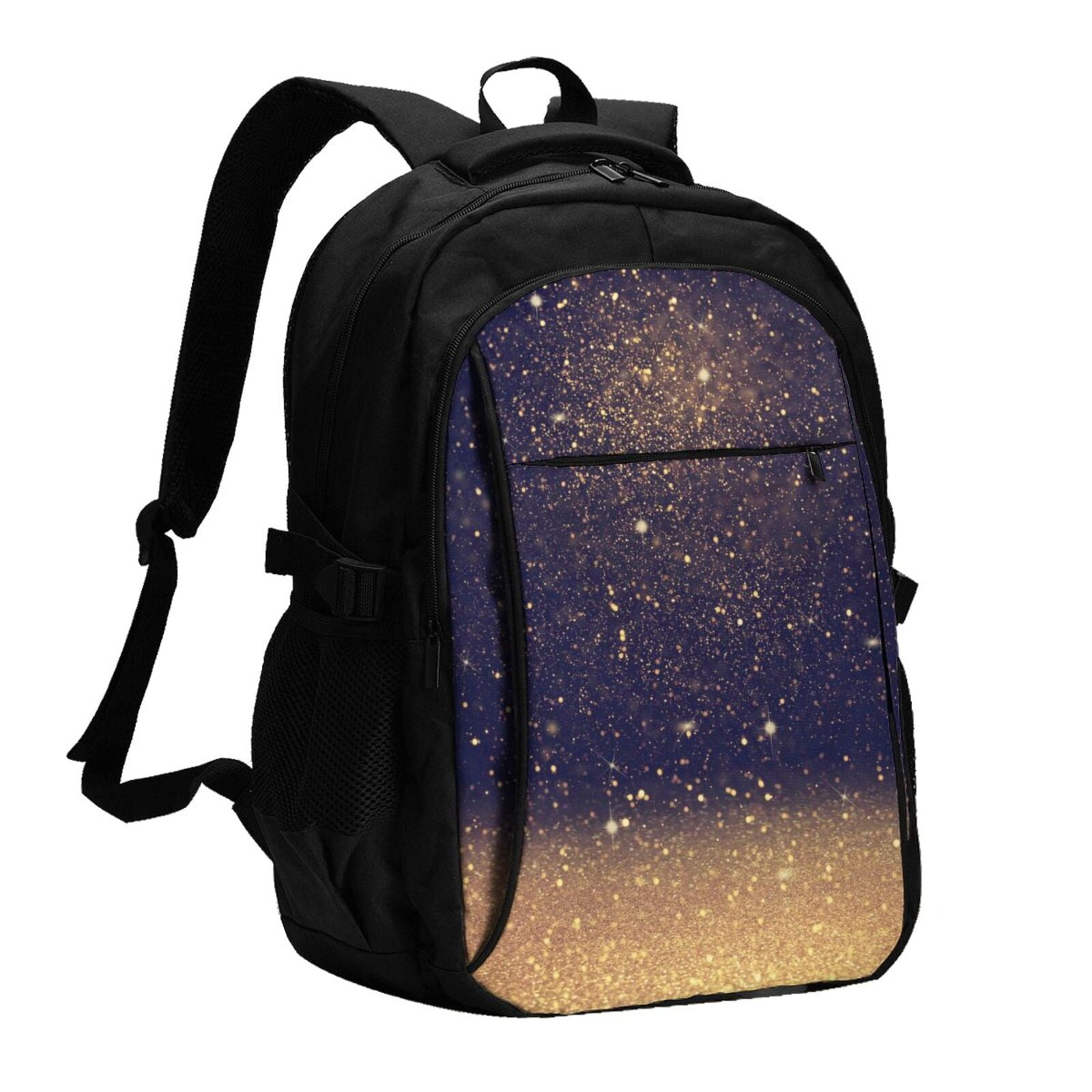Defioc Gold Black Glitter for Travel Backpack for Women,15.6 inch ...