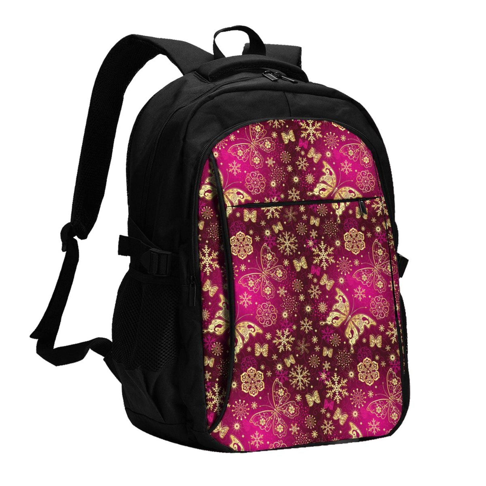 Defioc Golden Snowflakes And And Butterflies for Travel Backpack for ...